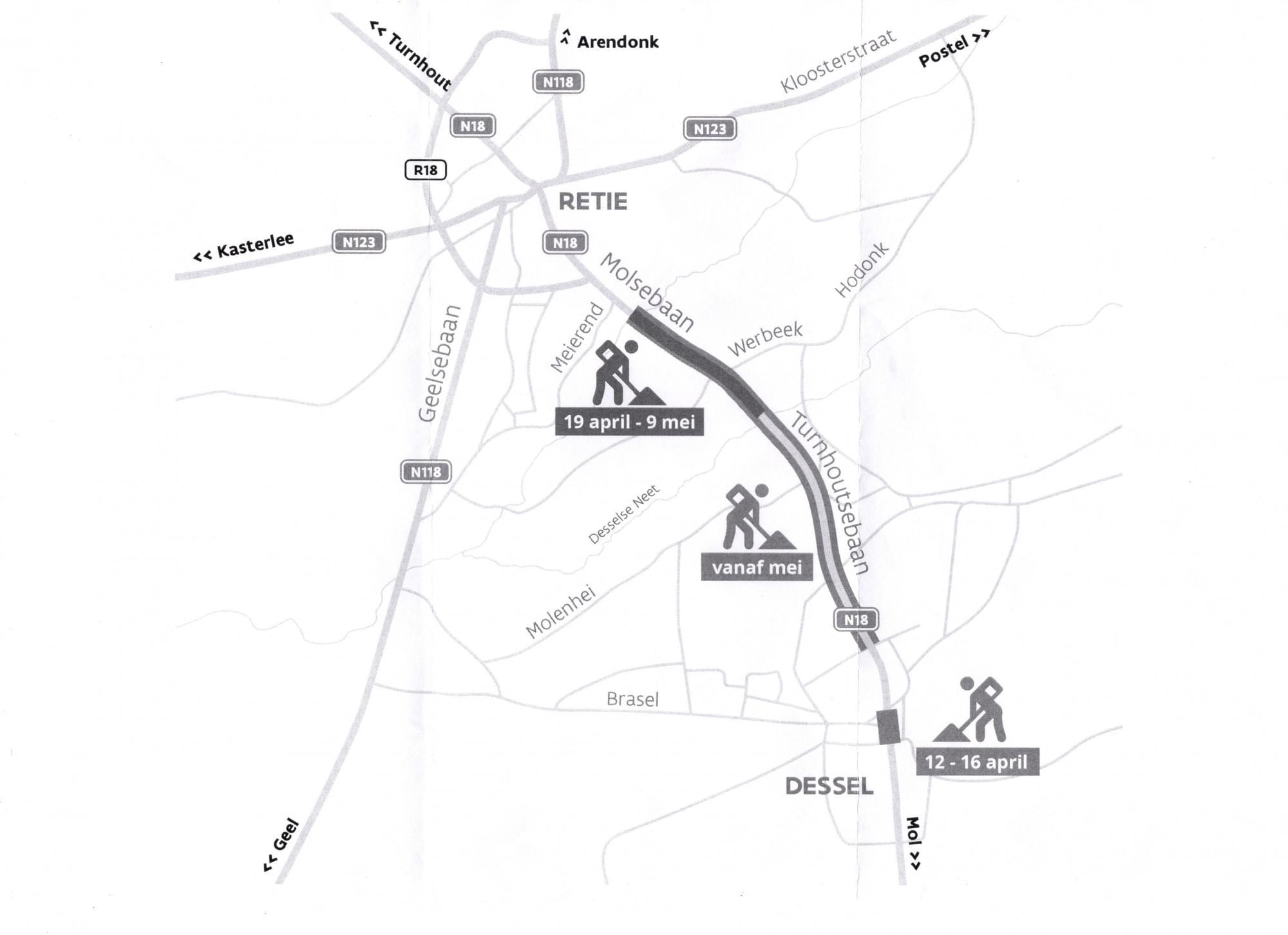 Wegenwerken vanaf 12/04/2021 t/m16/04/2021